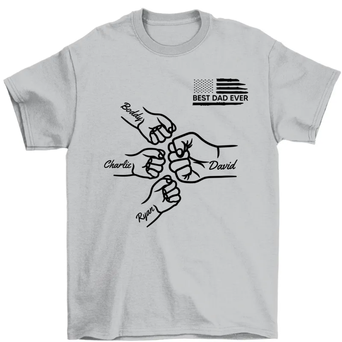 Best Dad Papa Ever Fist Bump Outline Father‘s Day Gift Personalized Sh ...