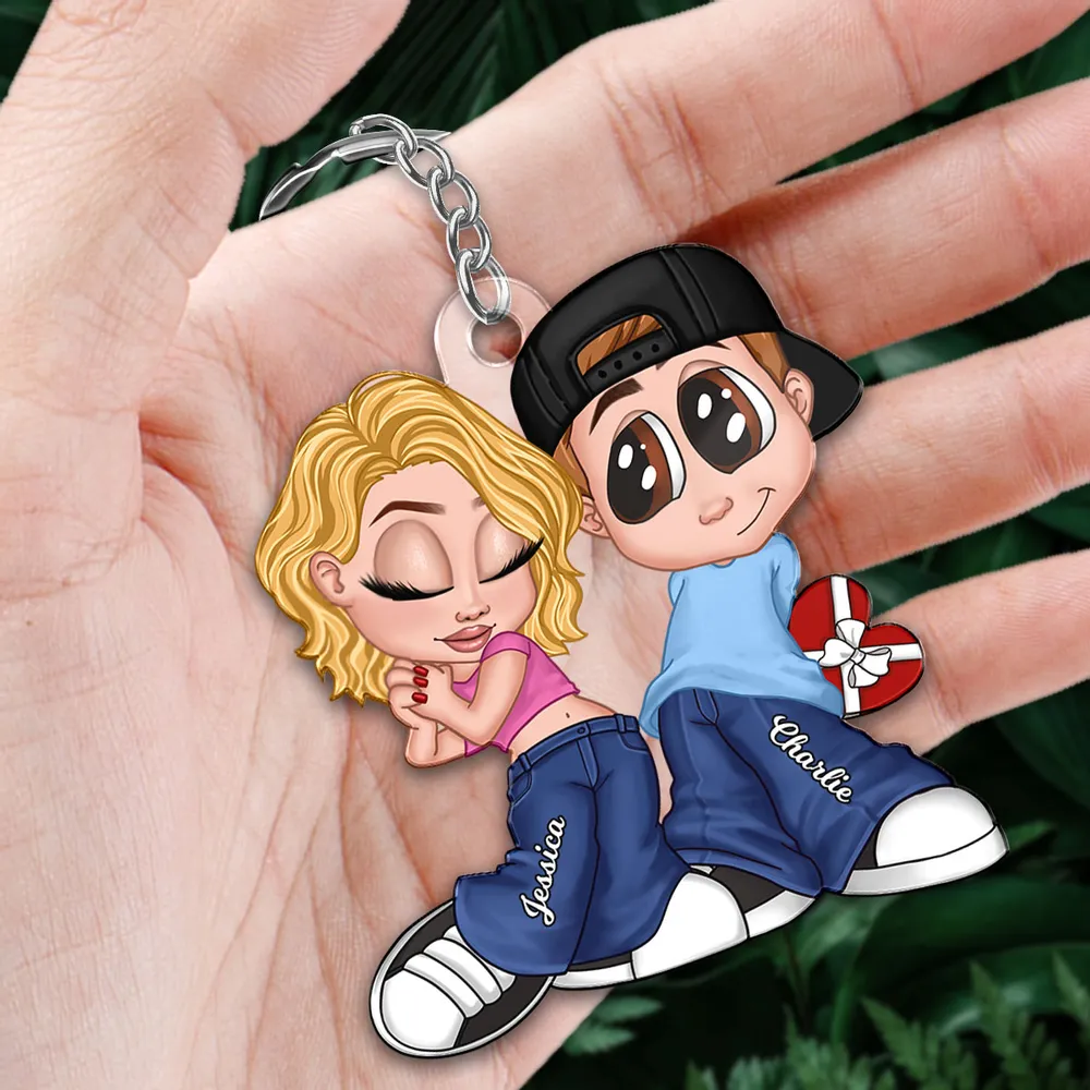 Y2K Couple Personalized Acrylic Keychain, Gift For Him, For Her - YeCustom