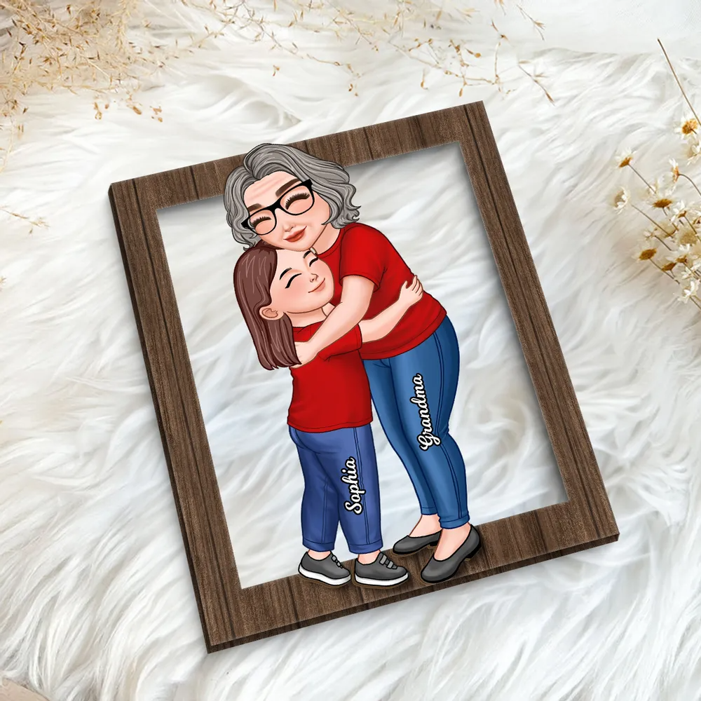Grandma Grandkid Hugging Frame Personalized Wooden Plaque, Gift For Gr ...