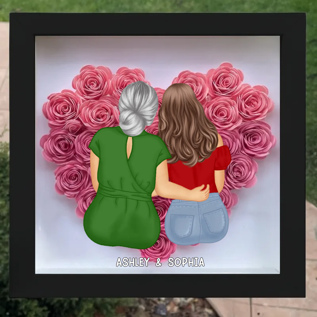 Gift For Mother Daughter Personalized Heart Rose Shadow Box – YeCustom