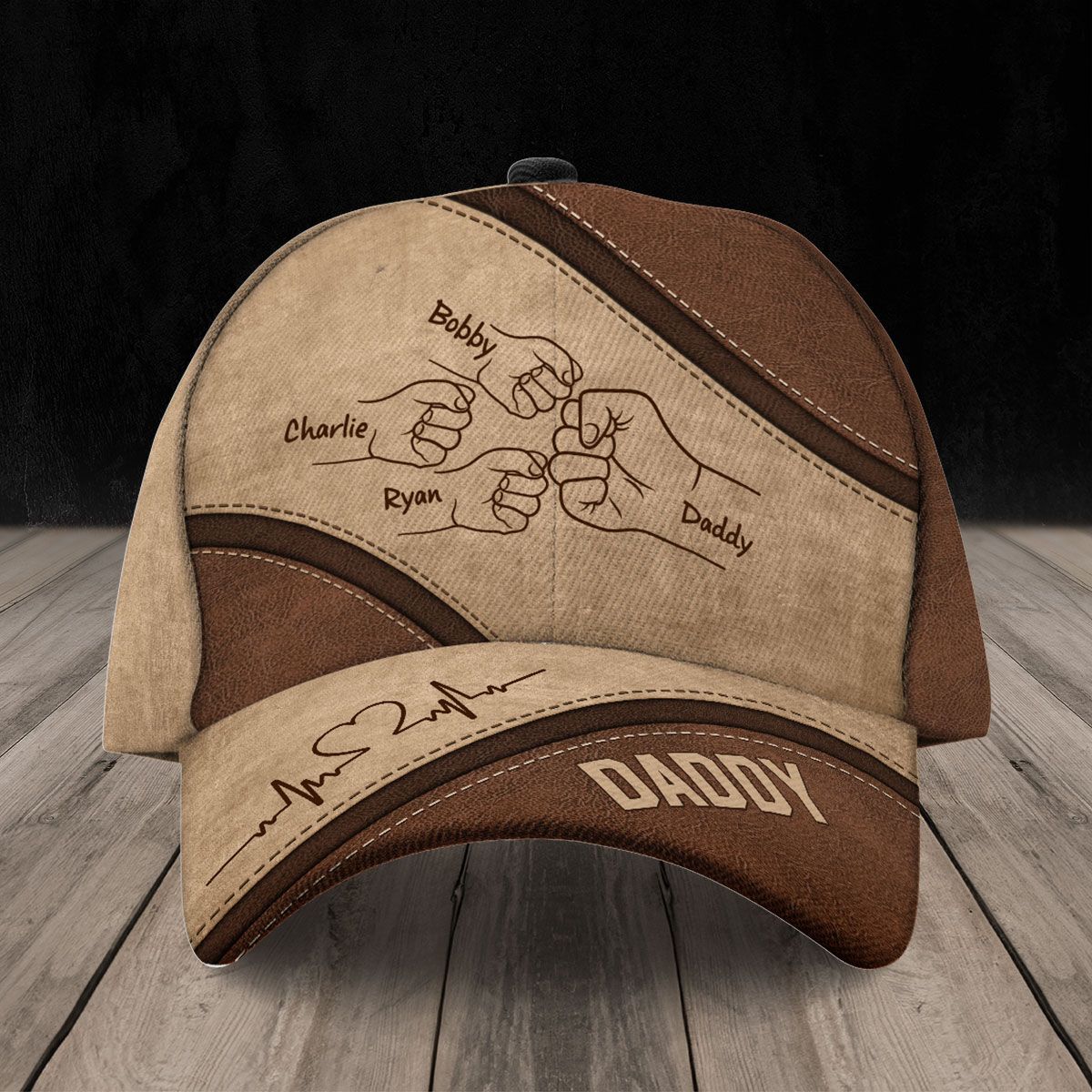 Outline Fist Bump Daddy Grandpa Personalized Classic Cap, Father's Day ...
