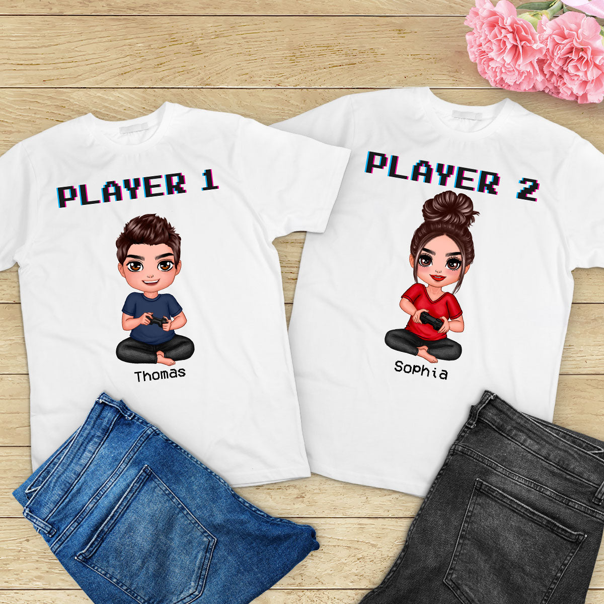 Couple Gaming Player 1 Player 2 Valentine‘s Day Personalized Matching ...