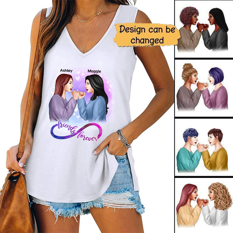 Besties Infinity Pinky Promise Personalized Tank Top - YeCustom
