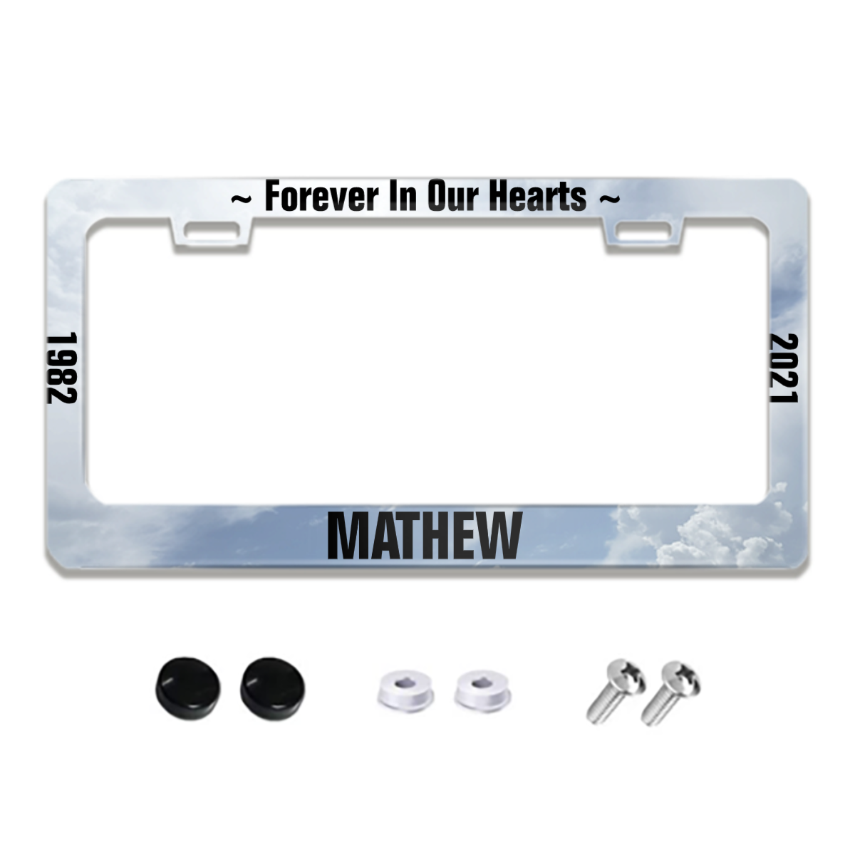 Memorial License Plate with Clouds / Hearts License Plate Frame - YeCustom