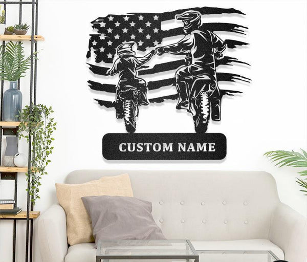 American Flag Father Son Gift For Dad Father's Day, Metal Garage Sign ...