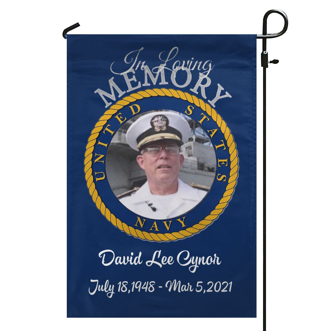 In Loving Memory Navy Personalized Photo Memorial Flag - YeCustom
