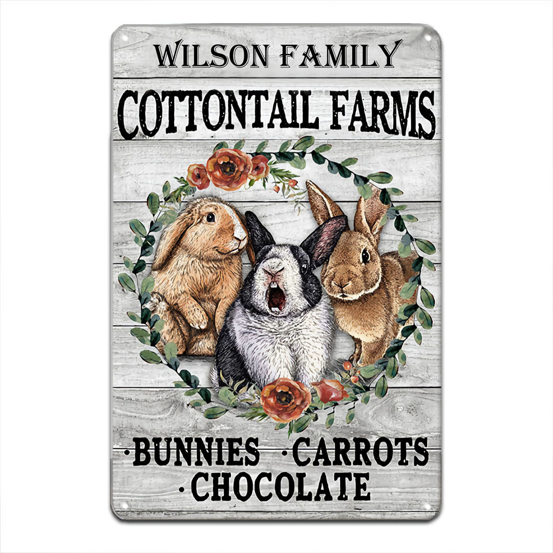Personalized Rabbit Cottontail Farms Metal Signs - YeCustom