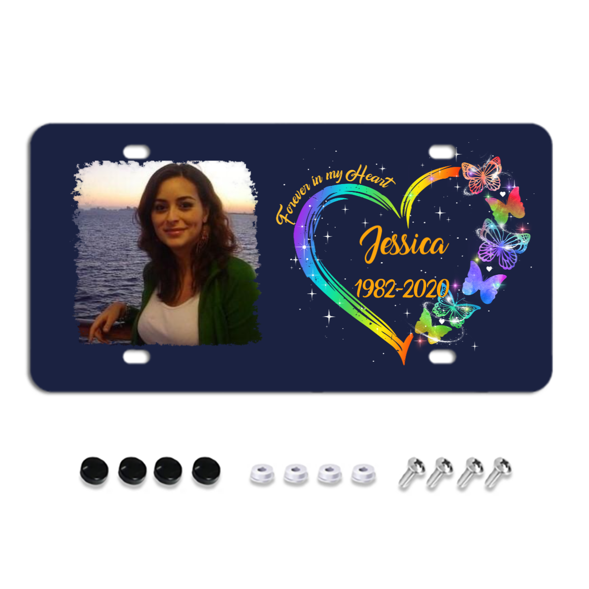 Butterflies Heart Memorial Personalized Photo License Plates - YeCustom