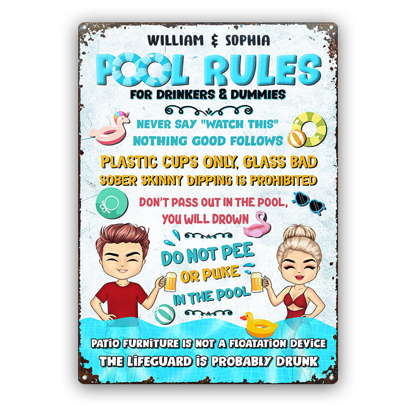 Swimming Pool Rules For Drinkers & Dummies - Personalized Custom Class ...
