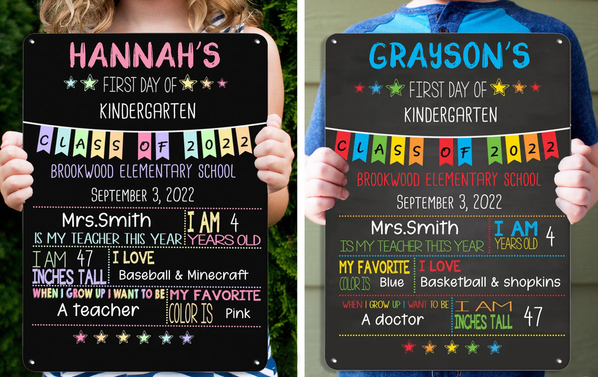 First Day of School Sign-Back To School-Kindergarten Sign-Personalized ...